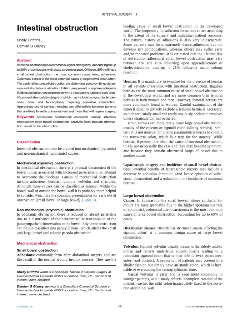 Intestinal Obstruction | PDF