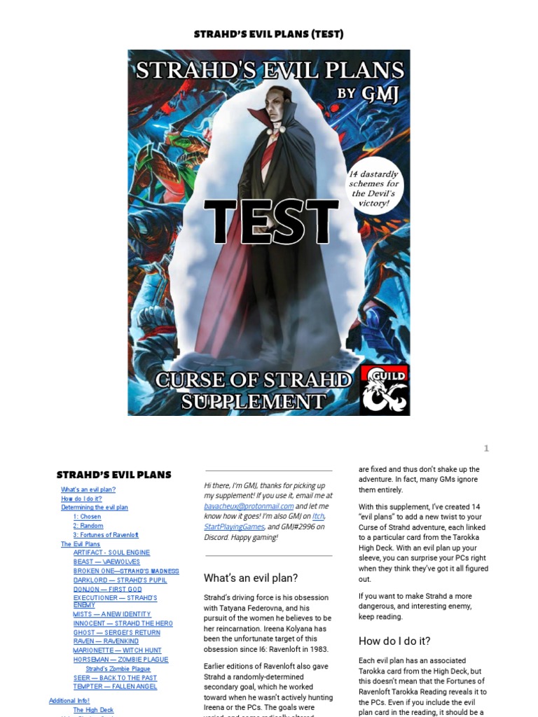 Strahds Evil Plans TEST | PDF | Fantasy Role Playing Games | D20 System