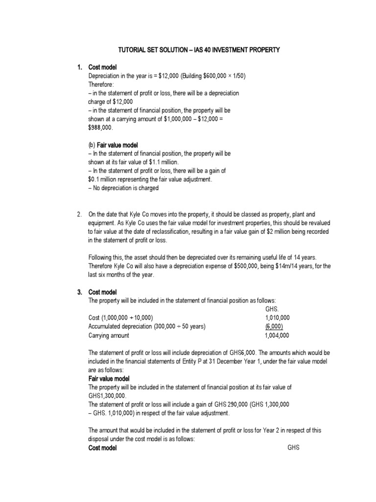 Tutorial Set Solution Ias 40 | PDF | Fair Value | Depreciation Tutorial Set Solution Ias 40 | PDF | Fair Value | Depreciation