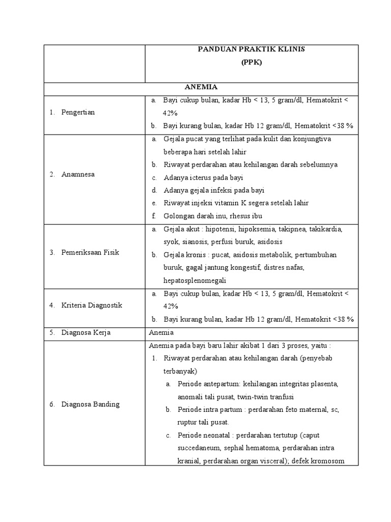 Panduan Praktik Klinis Anemia | PDF