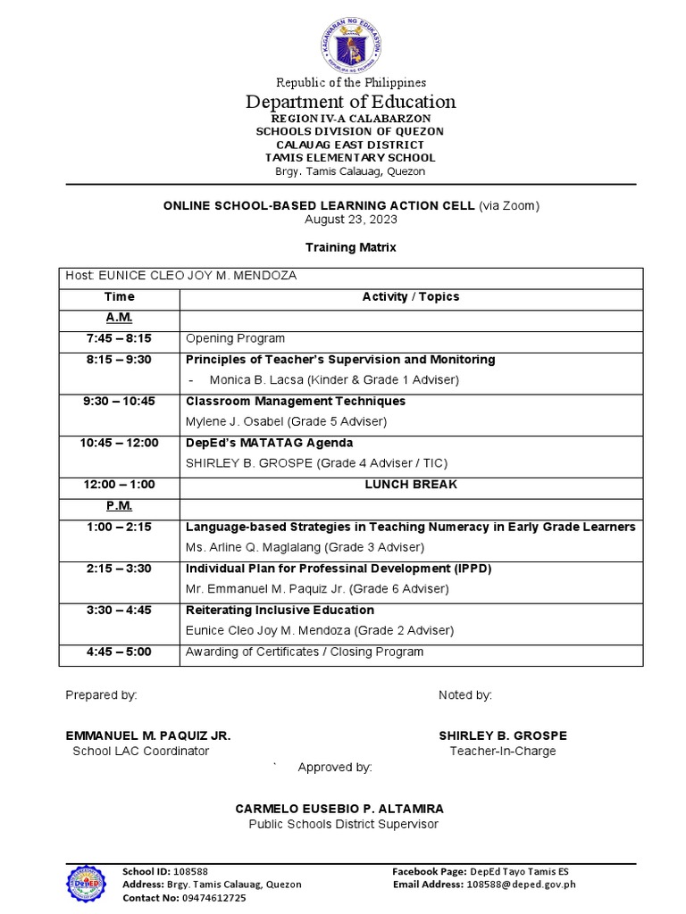 SLAC Matrix | PDF | Pedagogy | Education Theory