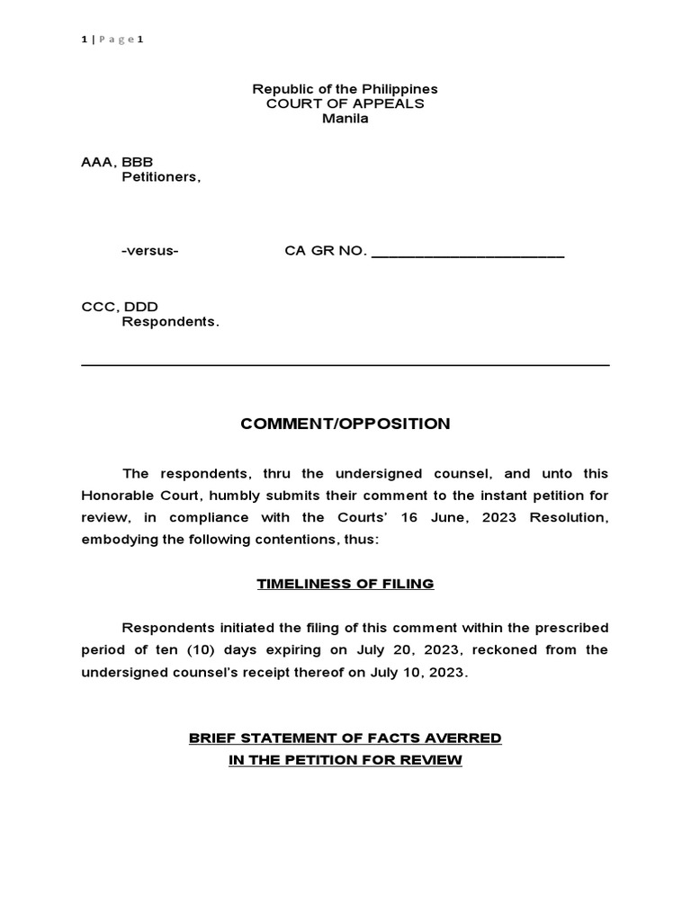 Comment To Petition For Review | PDF