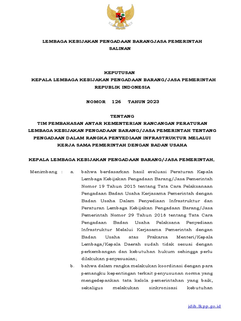 Keputusan Kepala Lkpp Nomor 126 Tahun 2023 2244 1 Pdf