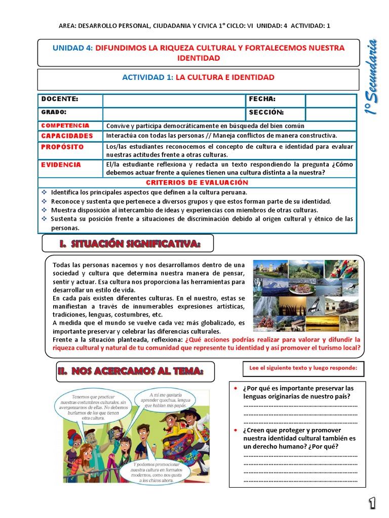 1° DPCC -ACTV.01-UND.4 2023 | PDF | Sociedad
