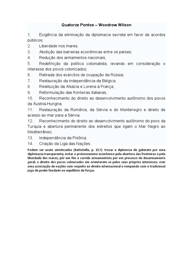 14 Pontos de Wilson | PDF