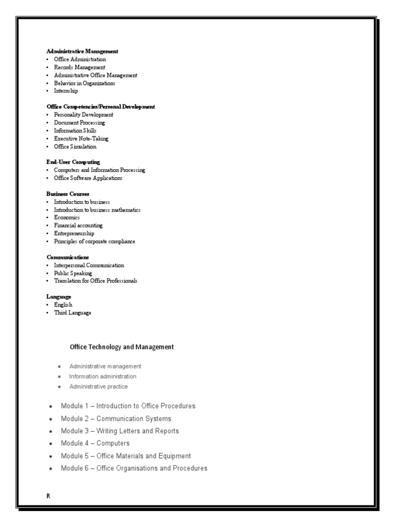 Dip in Office Management | PDF | Bachelor's Degree | Economies