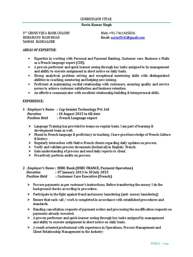 Teacher French Resume | PDF