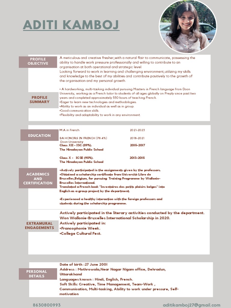 English CV Aditi-1 | PDF