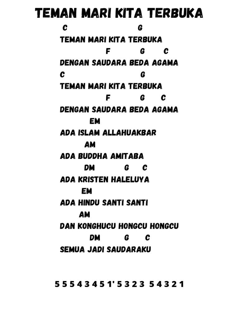 Teman Mari Kita Terbuka Chord | PDF