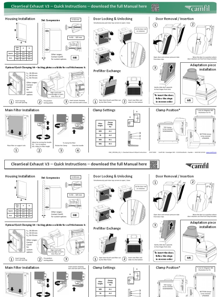 Instructions IOMs CleanSeal Exhaust Integrity | PDF