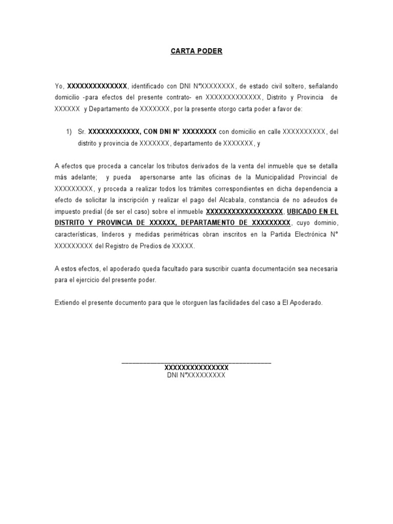Carta Poder para Pago de Predial | PDF