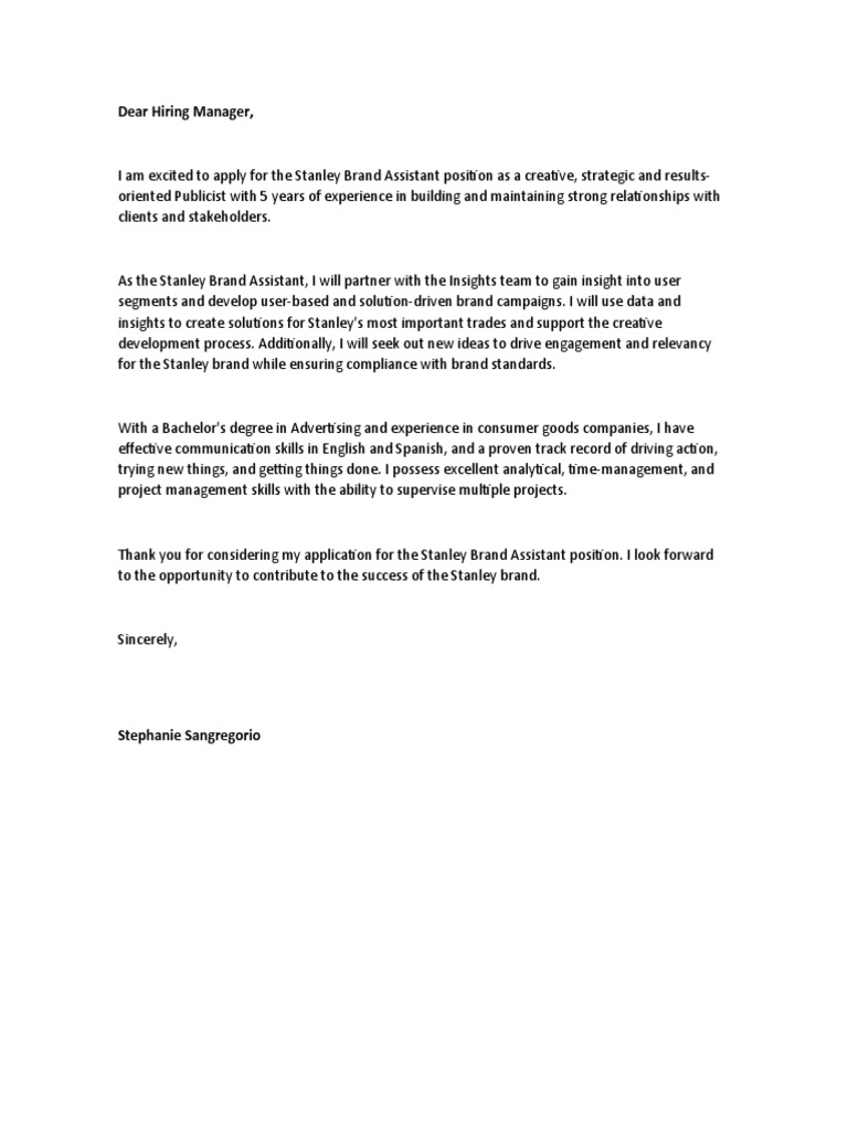 Dear Hiring Manager | PDF