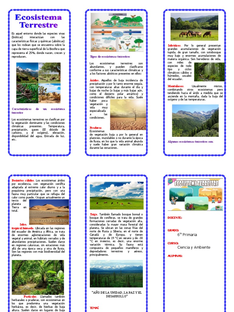 Triptico Ecosistema Terrestre | PDF | Ecosistema | Tierra