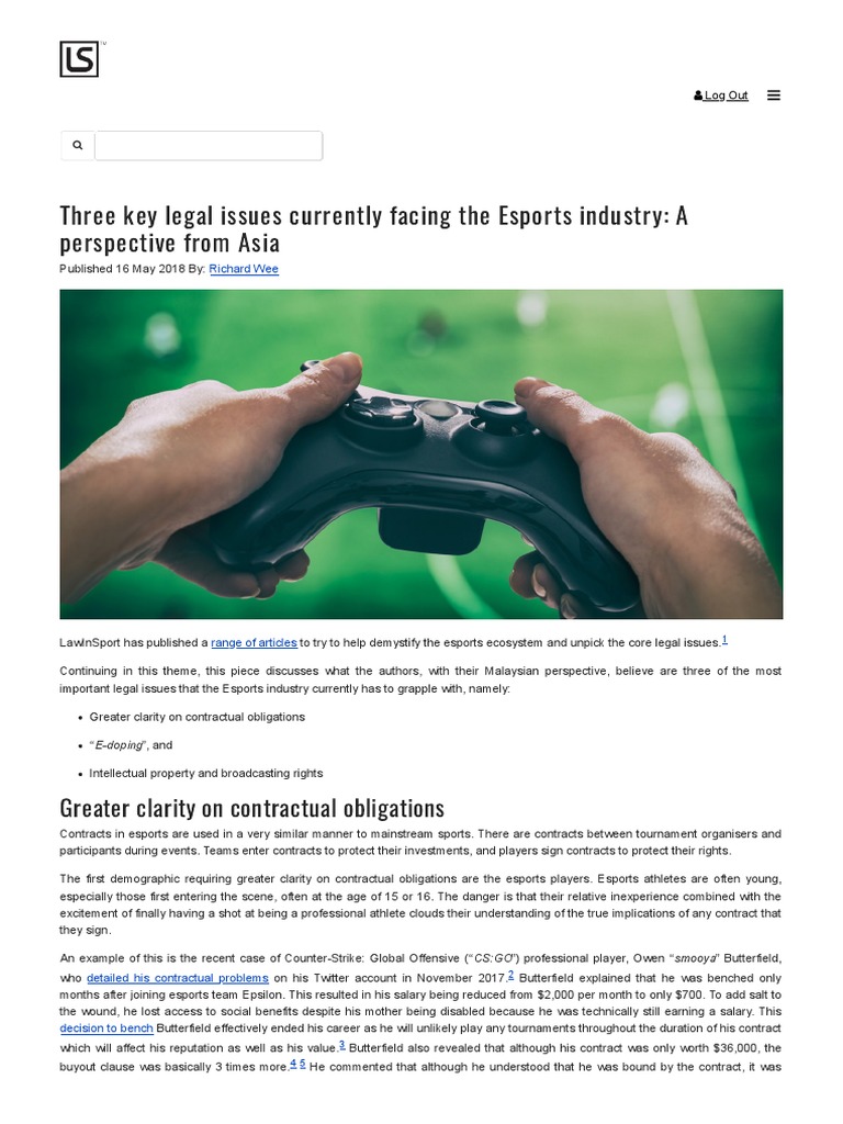 Three Key Legal Issues Currently Facing The Esports Industry - A ...