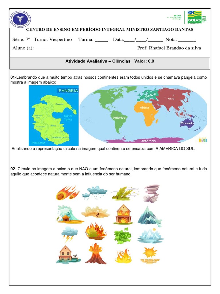 Atividade Adaptada - 7º Ano 2B | PDF