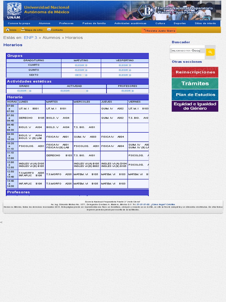 Horario ENP 3, UNAM México 2 | PDF