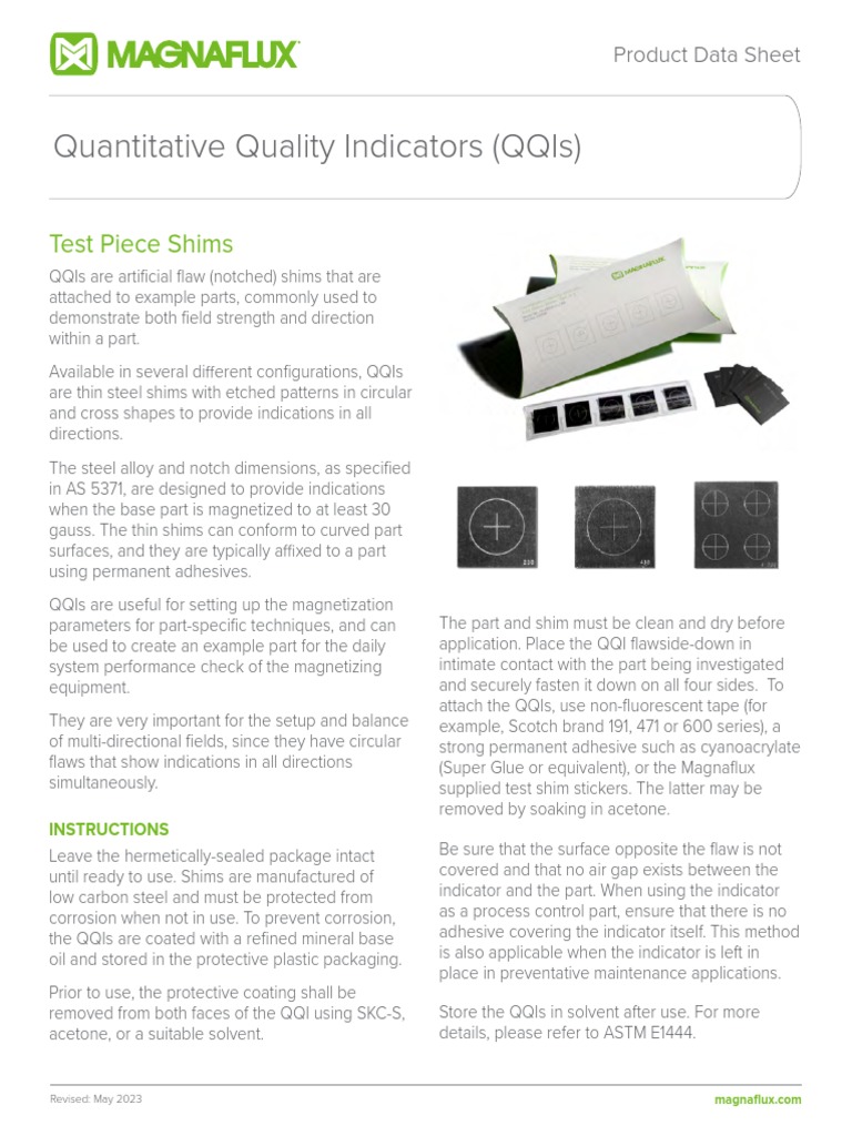 Quantitative Quality Indicator Test Pieces - Product Data Sheet ...