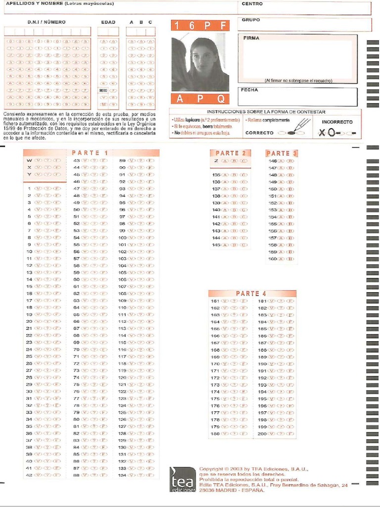 Hoja R 16PF-APQ | PDF