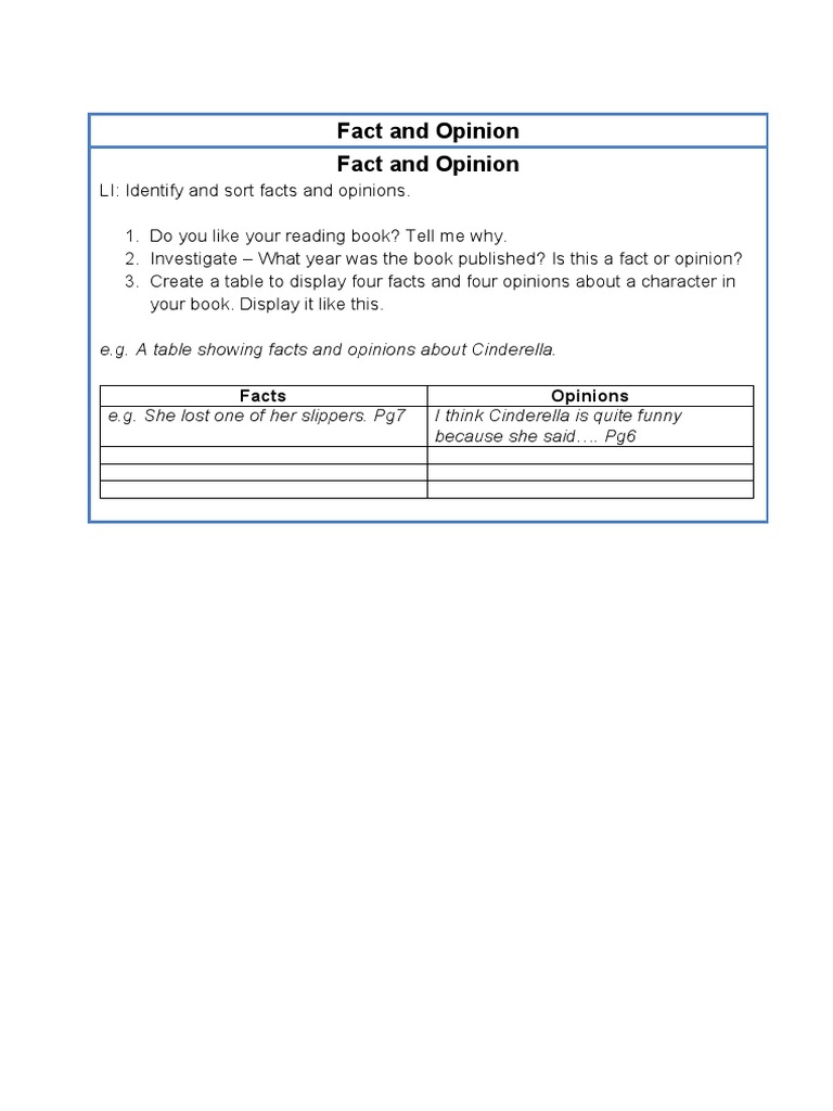 Facts vs. Opinions in Reading Analysis | PDF