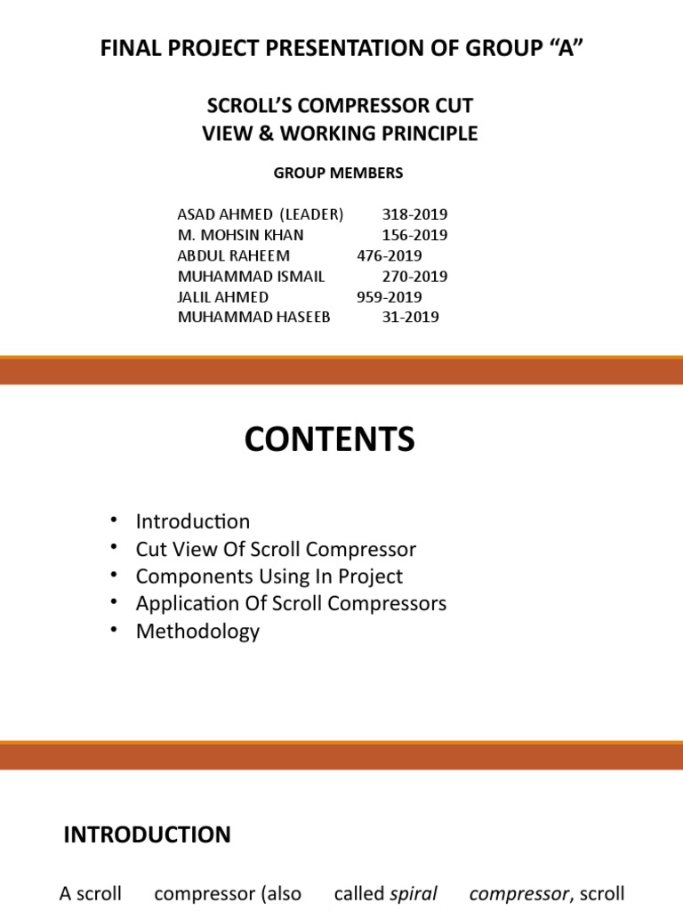 Group A FYP Cutview & Working Principle of Scroll Compressor | PDF ...