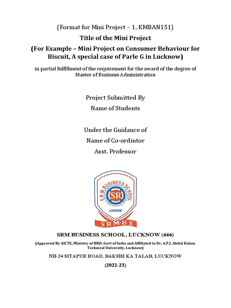 Format For Mini Project | PDF