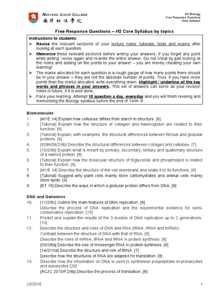 2016 FRQ by Topics Core Topics QNS | PDF | Operon | Bacteriophage