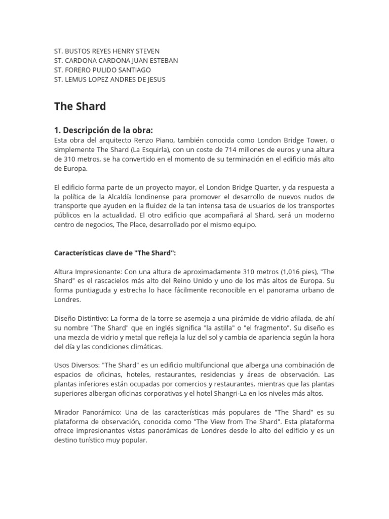 The Shard | PDF | Ingeniería | Bienes raíces