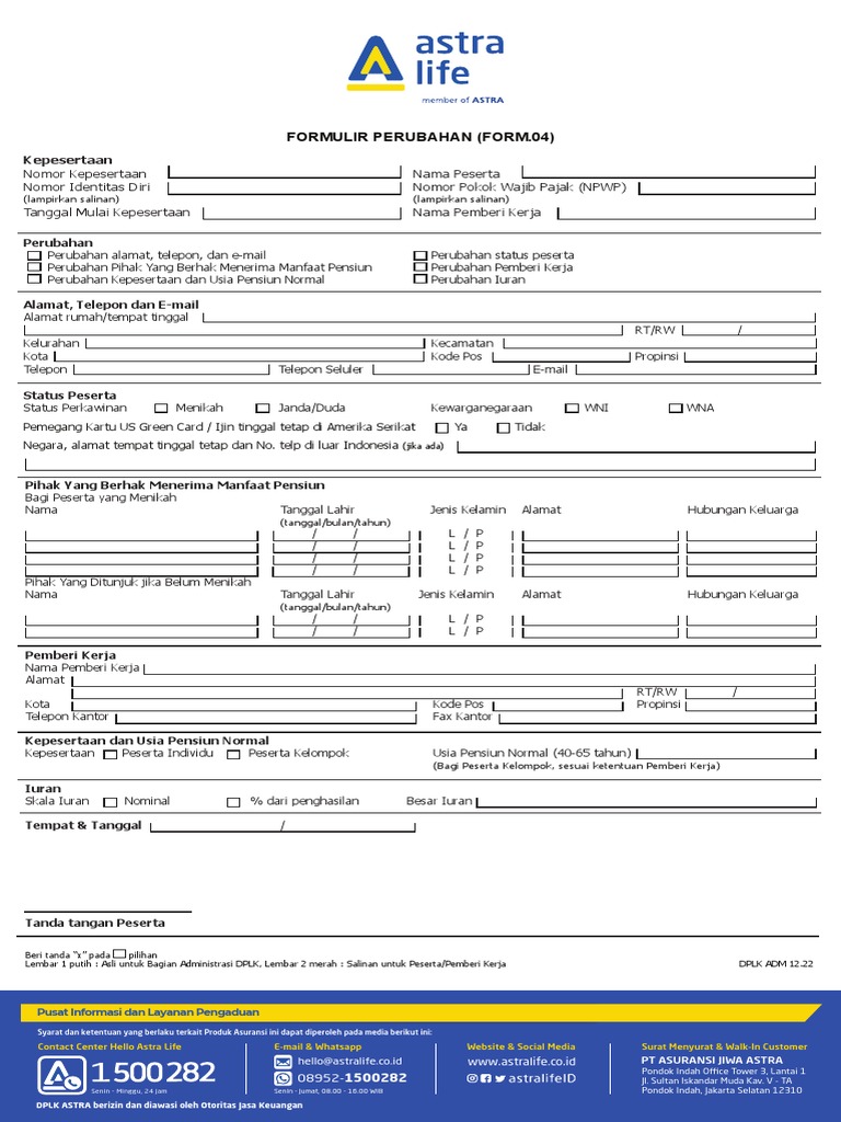 Formulir Perubahan Form.04 | PDF