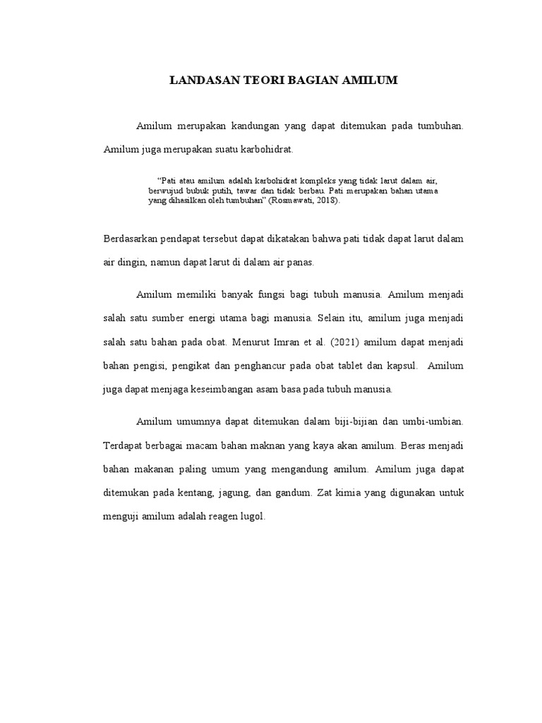 Bab 2 Landasan Teori Amilum | PDF | Kesehatan Holistik | Sains & Matematika