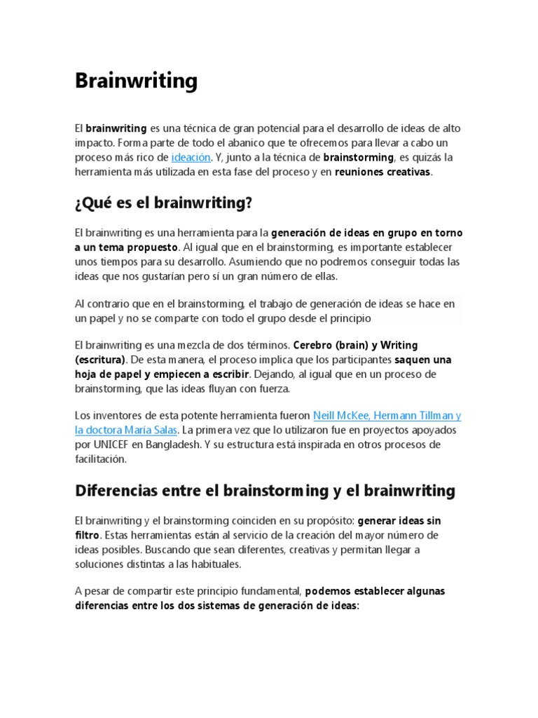 Brainwriting | PDF