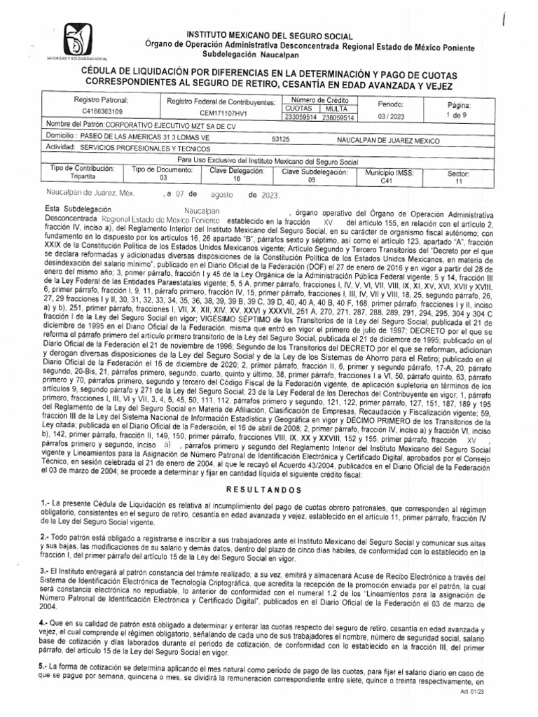 Cédula de Liquidación | PDF