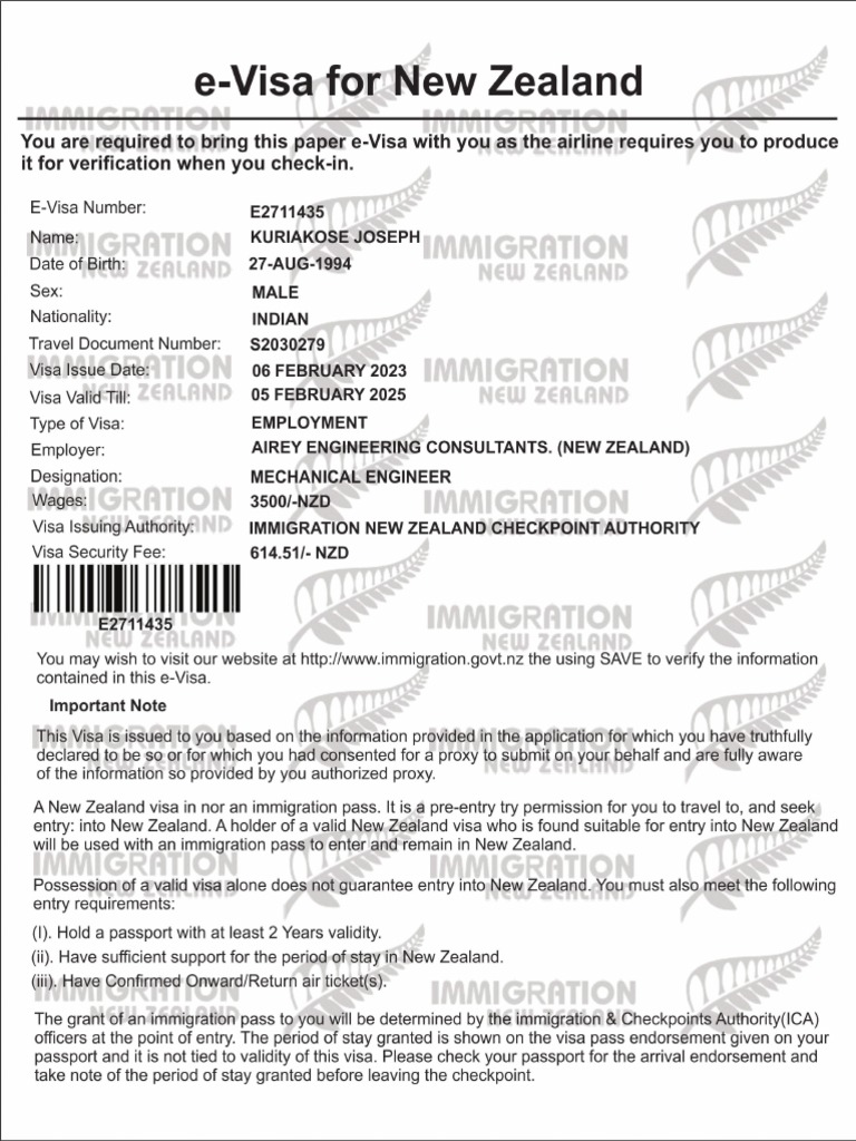 Kuriakose Joseph E-Visa | PDF