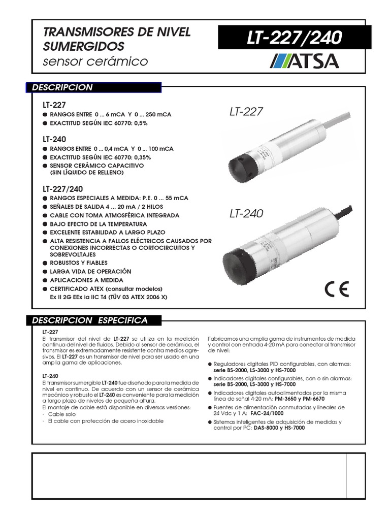 Data Sheet Sensor de Nivel Continuo HT-LT227-240-es | PDF | Hogar ...