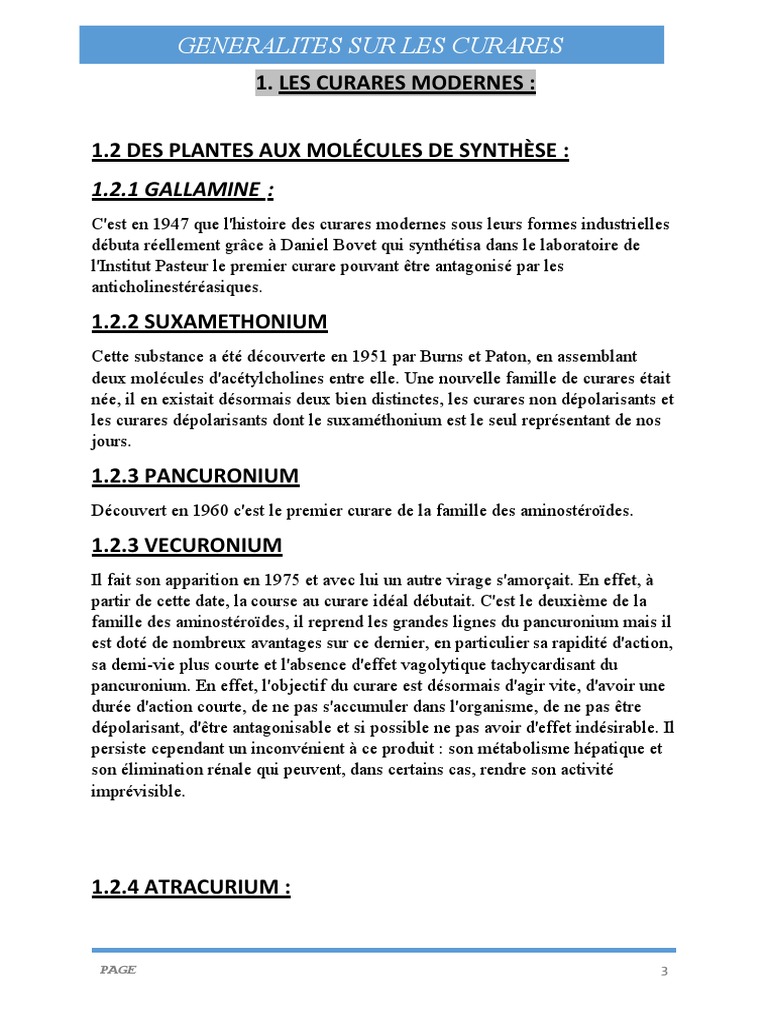 02 Generalites Sur Les Curares | PDF | Synapse | Contraction du muscle