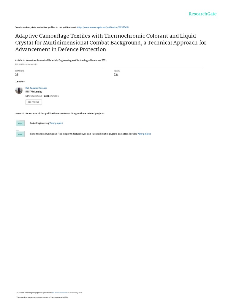 Adaptive Camouflage Textiles | PDF