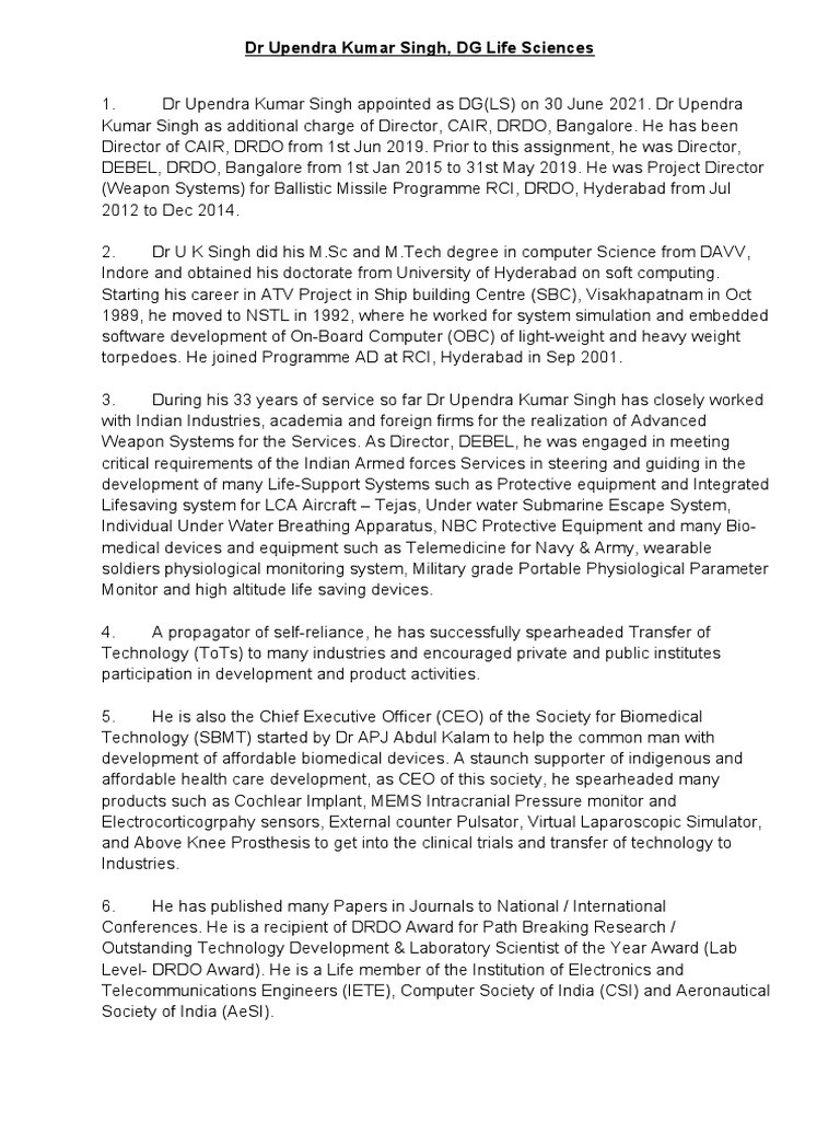 DR Upendra Kumar Singh | PDF