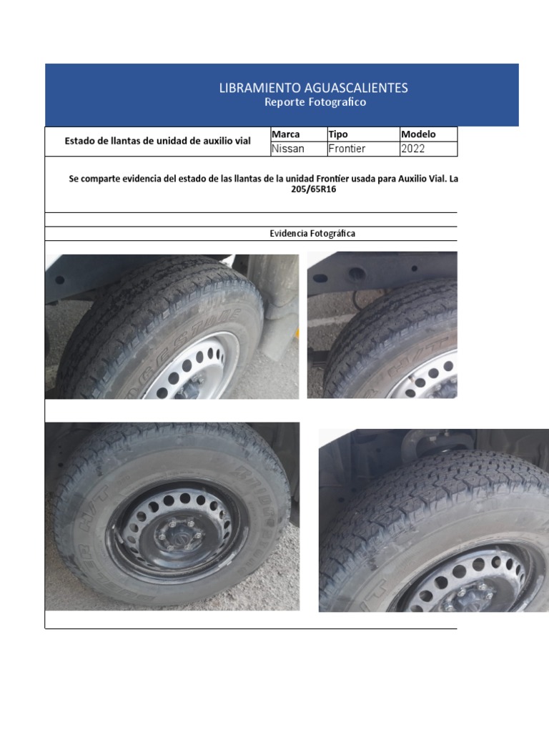 Reporte Fotografico Estado de Llantas Frontier. | PDF