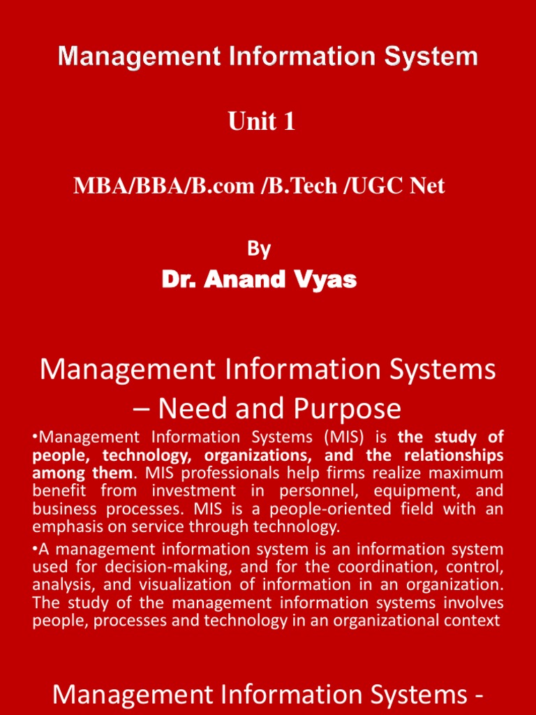 Unit 1 MIS | PDF | Information | Management Information System