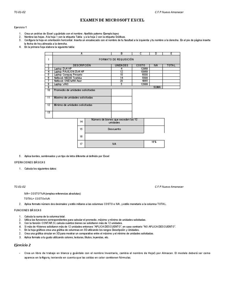 Exam Excel 2l | PDF | Microsoft Excel | Informática