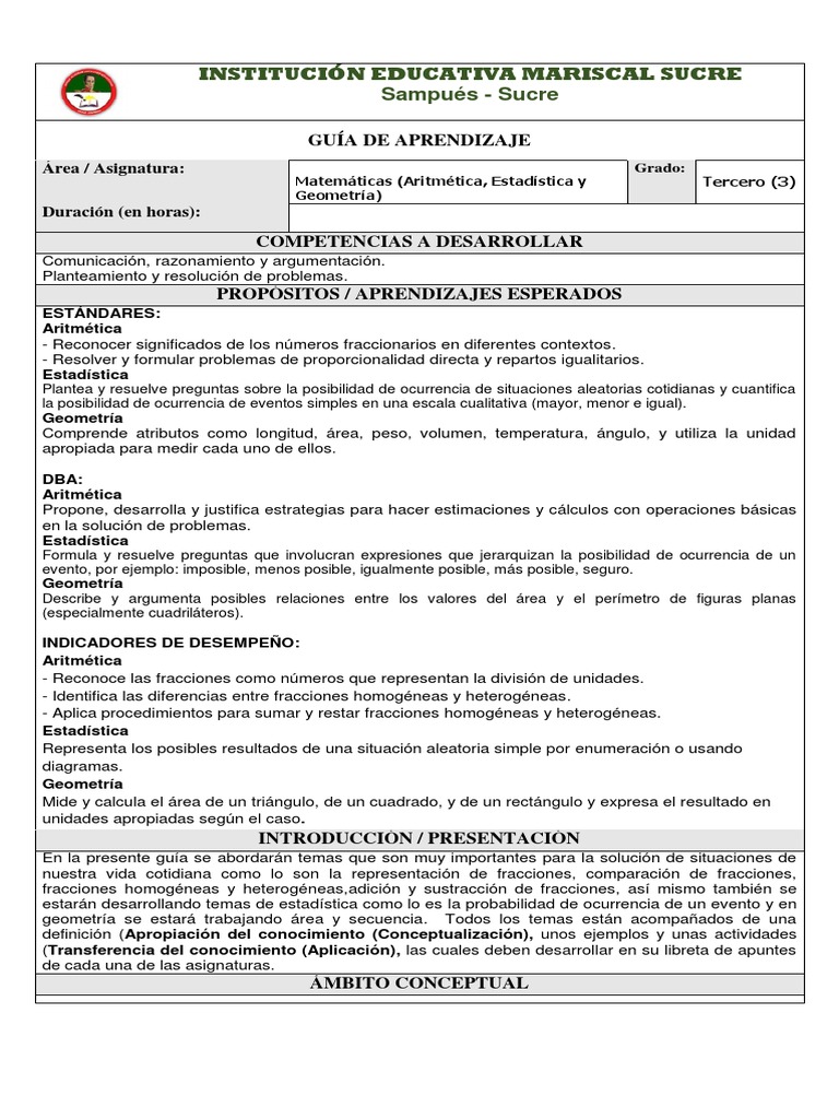 Guia Matematica 3° 4P Marizela | PDF