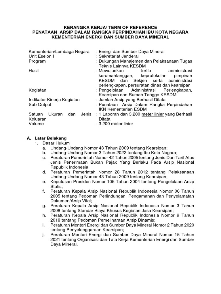 KAK Jasa LainnyaPenataan Arsip Perpindahan IKN 2023koreksi 7 Juni 2023 | PDF