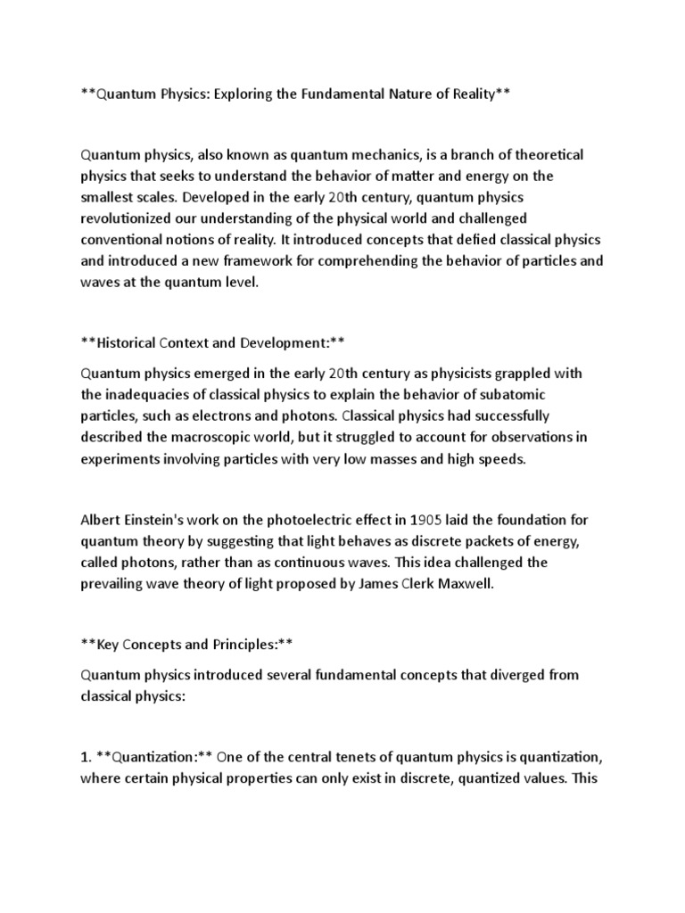 Quantom Physics in Breaf | PDF | Quantum Mechanics | Physics