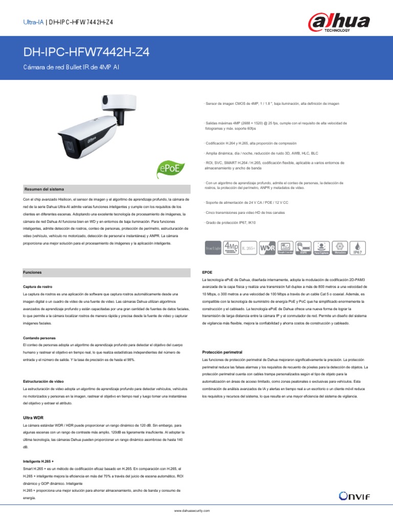IPC-HFW7442H-Z4 Camara IP Dahua Avantvideo - Es | PDF