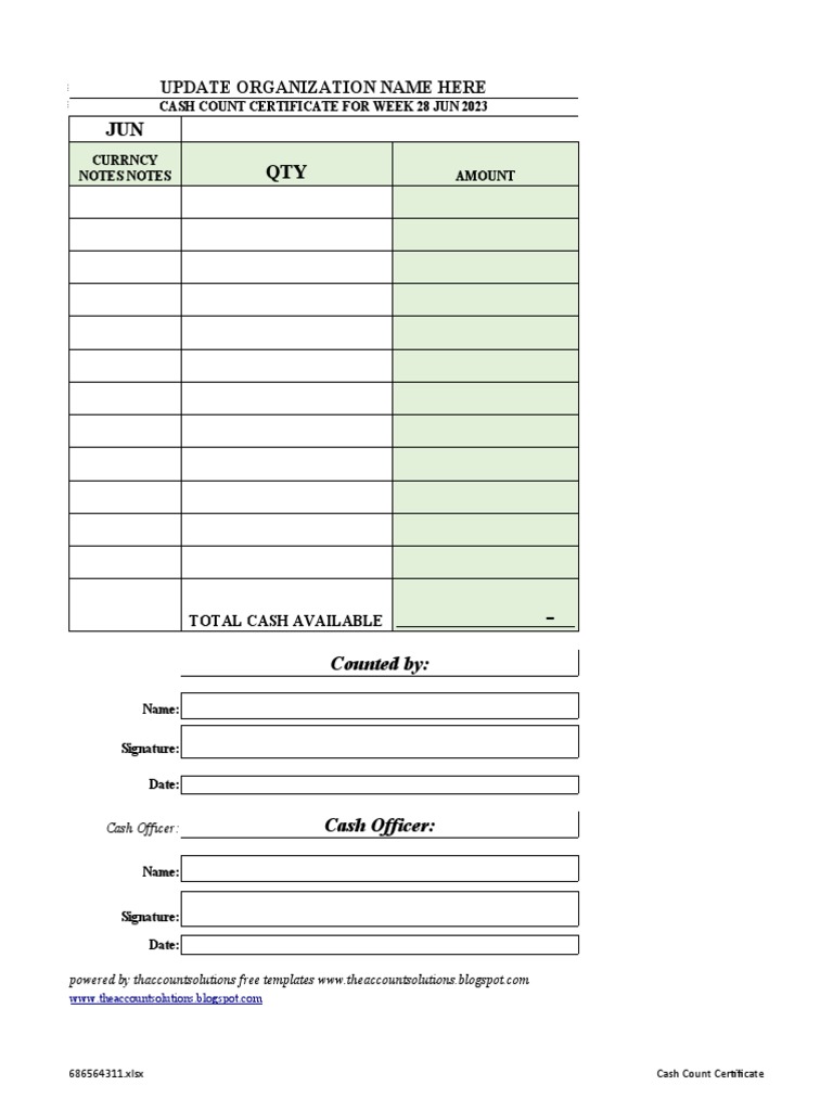 Cash Count Template | PDF