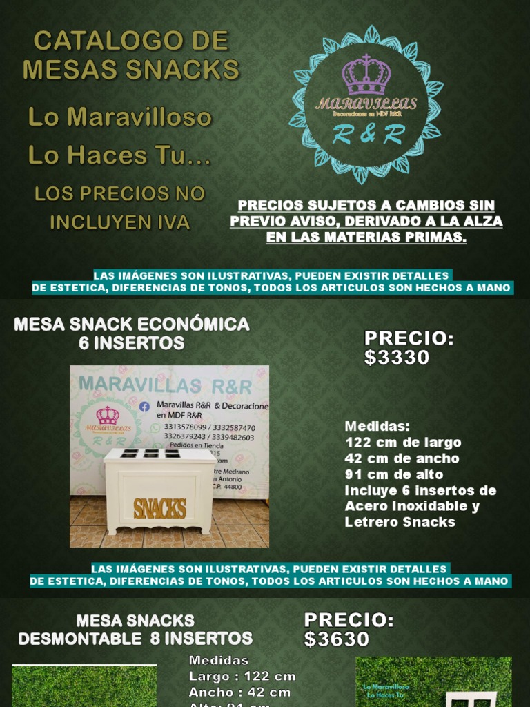 Catalogo de Mesas Snacks Nuevo 11082023 | PDF