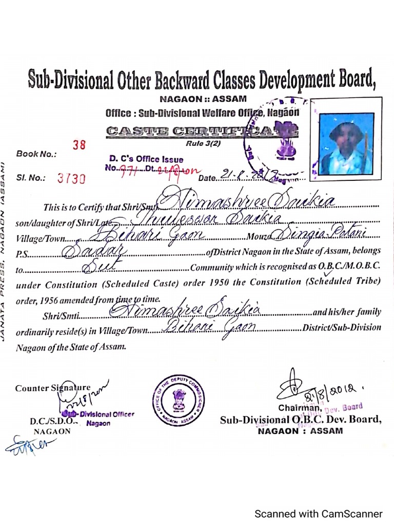 Caste Certificate. | PDF