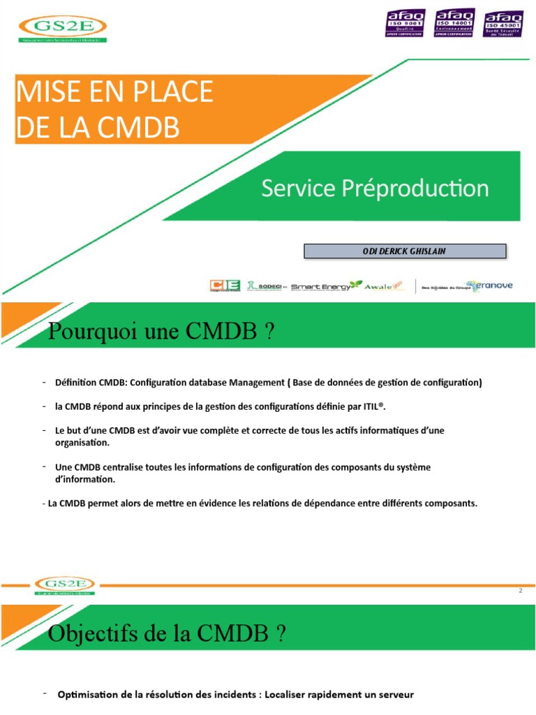 Presentation Planing CMDB | PDF