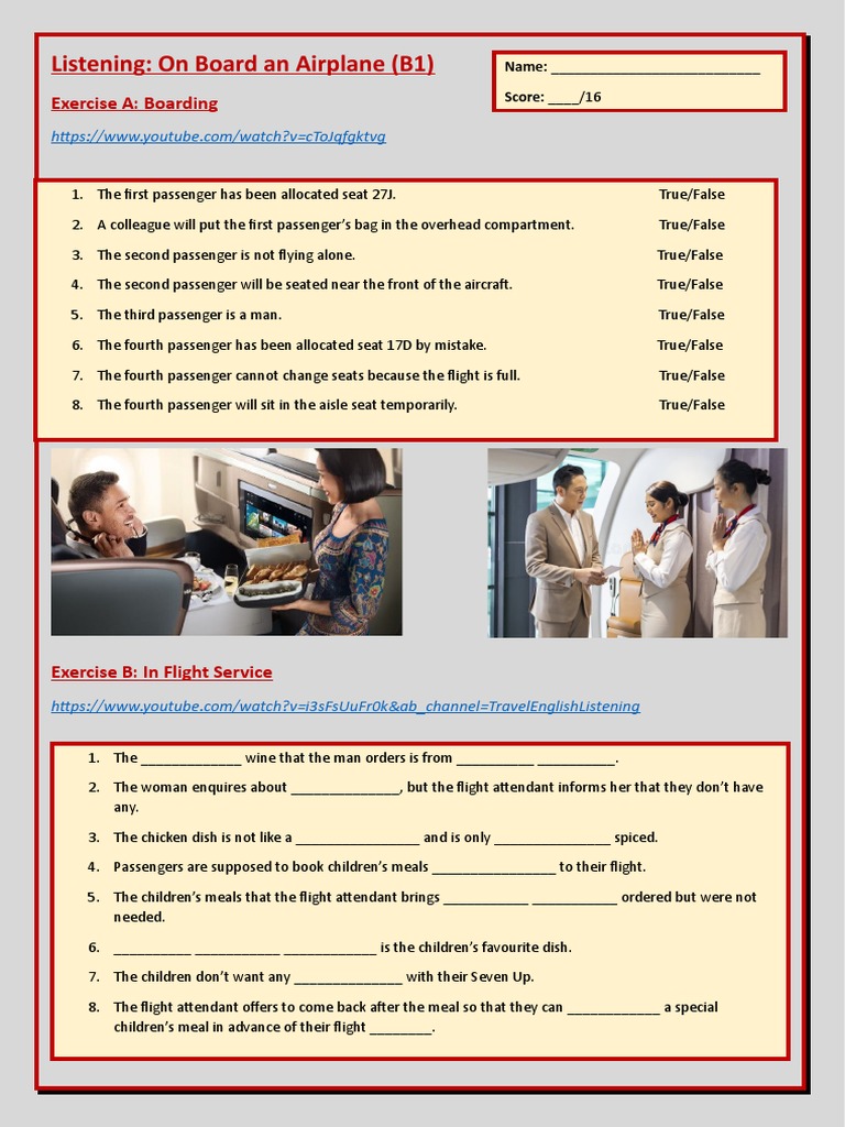 Listening On Board A Plane B1 | PDF