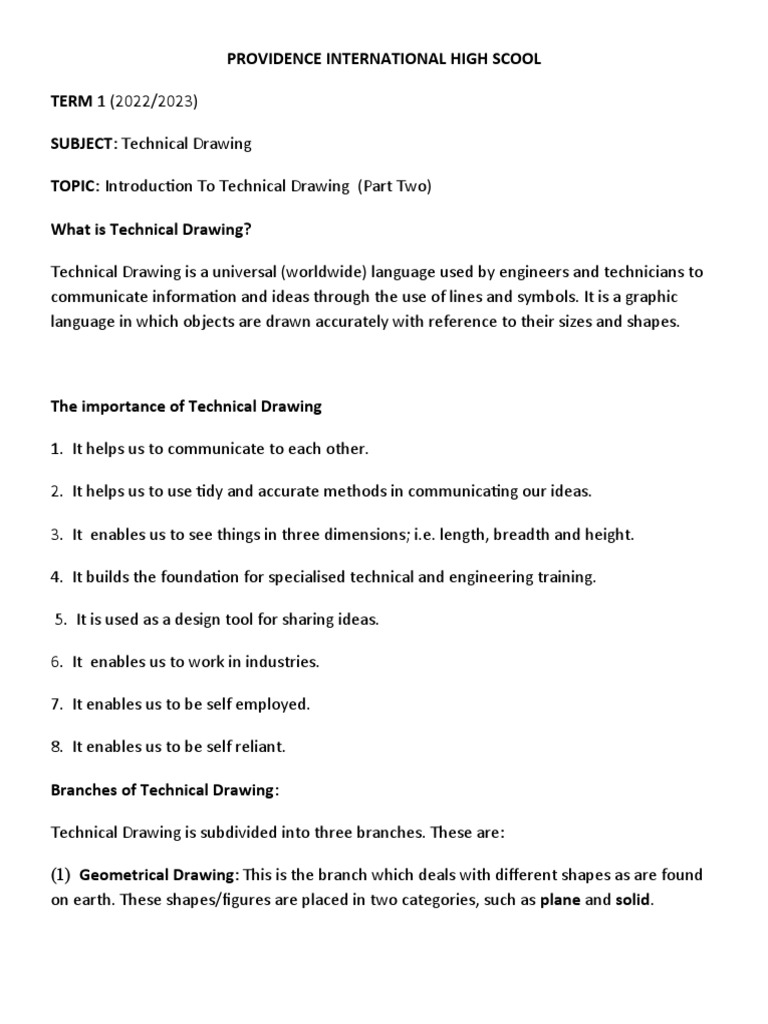 Intro. To Technical Drawing, Part Two | PDF
