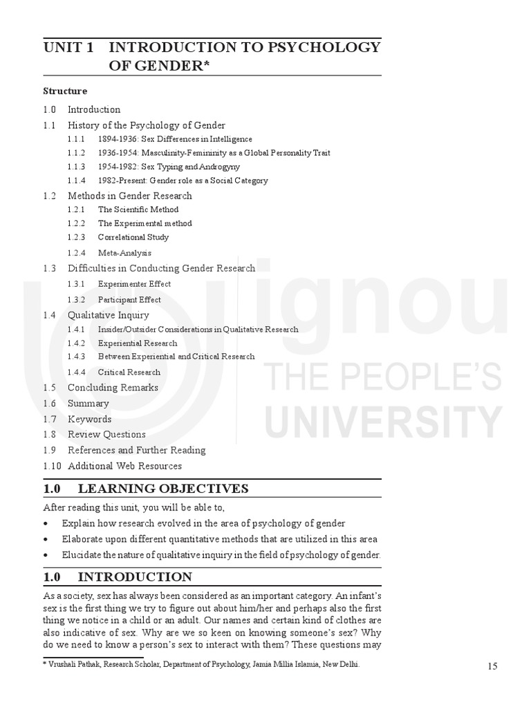 Introduction To GI in Psy | PDF | Experiment | Gender Introduction To GI in Psy | PDF | Experiment | Gender